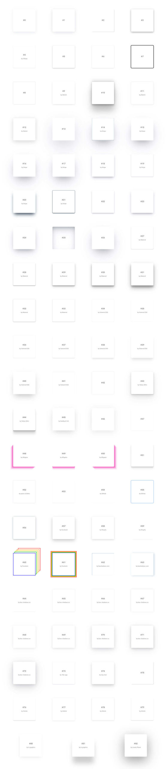 【コピペOK】cssドロップシャドウ見本を82種類【CSS box-shadow examples】 | シュマリ